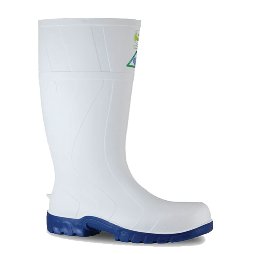 260-027 - Safemate Safety Gumboot White/Blue 400mm - PPG Online